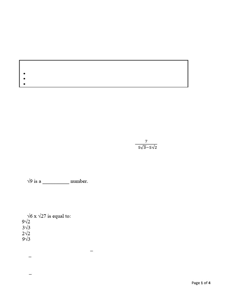9-MATHS-Objective-PA1-2021-22-NEW | PDF | Numbers | Rational Number