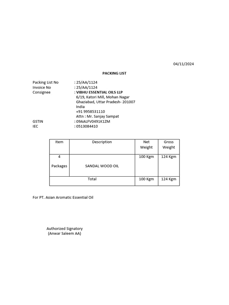 Cek Invoice, Packing List Vibu | PDF