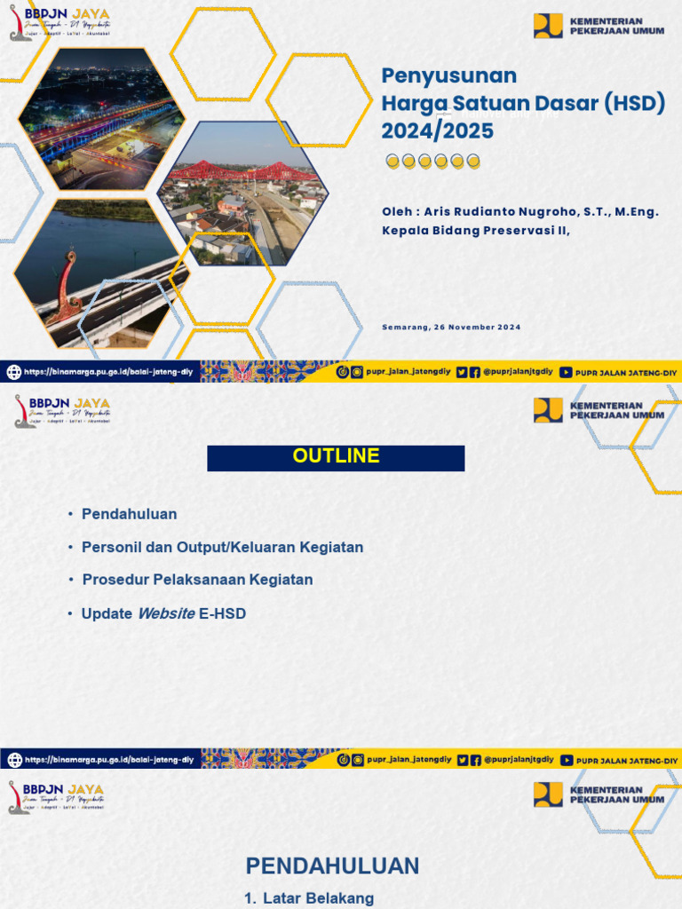 2024.11.26_Paparan Penyusunan HSD BBPJN JATENG-DIY 2024 | PDF