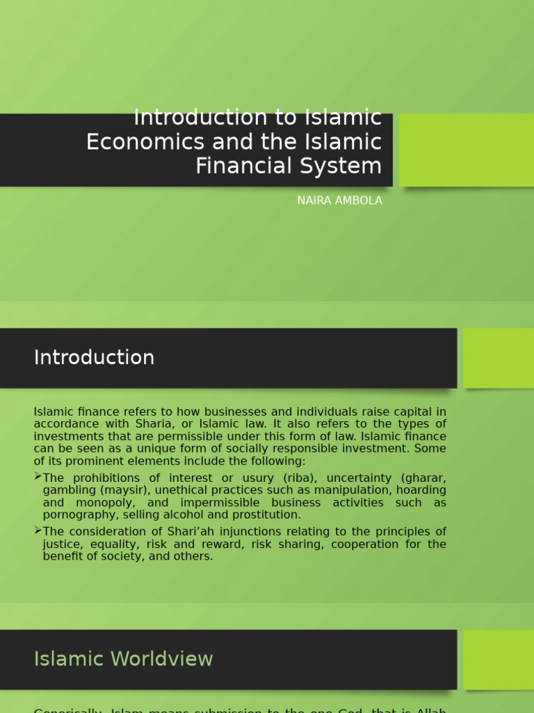 Islamic Economics and Financial System Overview | PDF | Islamic Banking ...