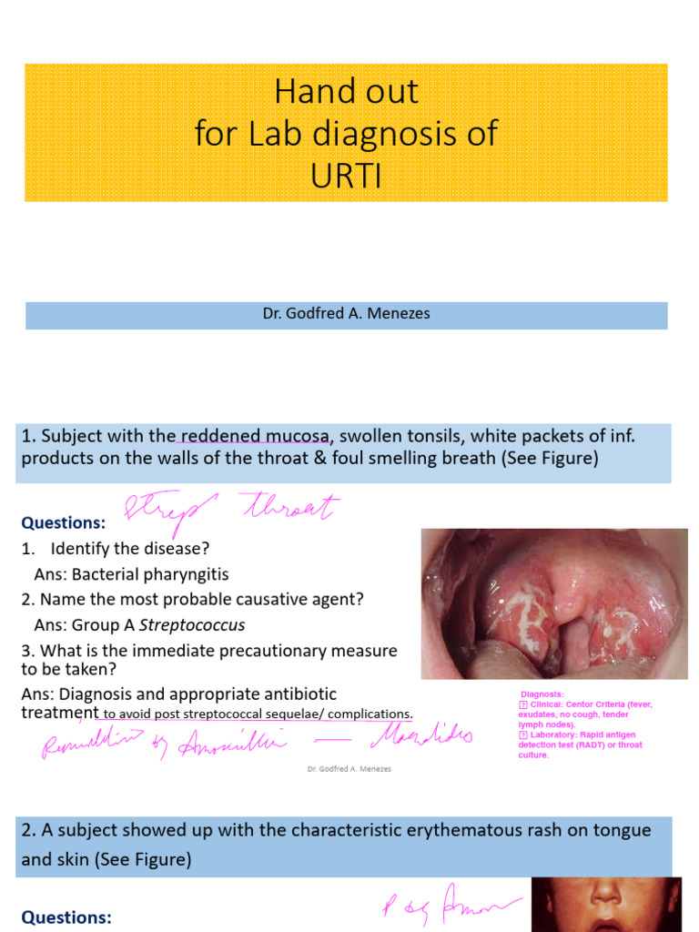 URTI Lab Diagnosis Guide | PDF | Microbiology | Immunology