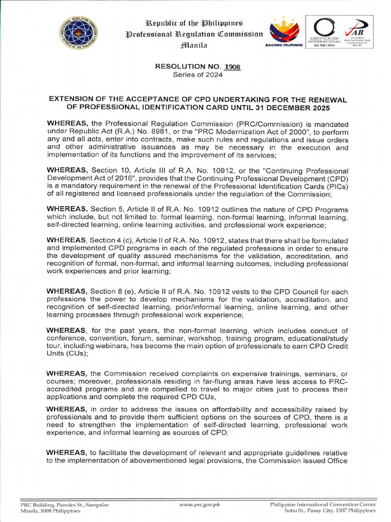 CPD Undertaking Extension to 2025 | PDF