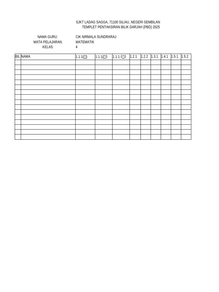 Borang PBD Mat t4 2025 | PDF