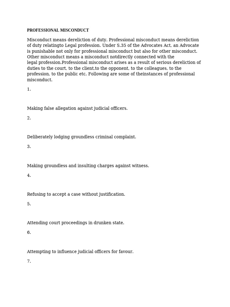 Professional Misconduct in Legal Practice | PDF | Advocate | Supreme ...