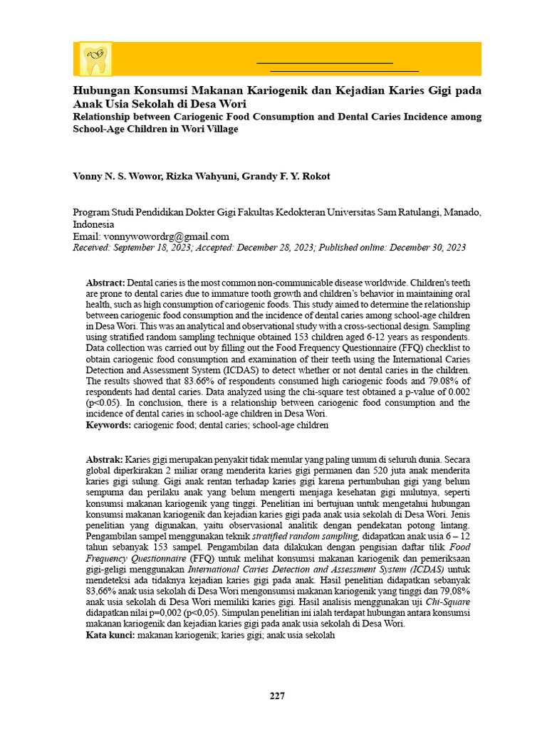 HHubungan Konsumsi Makanan Kariogenik Dan Kejadian | PDF