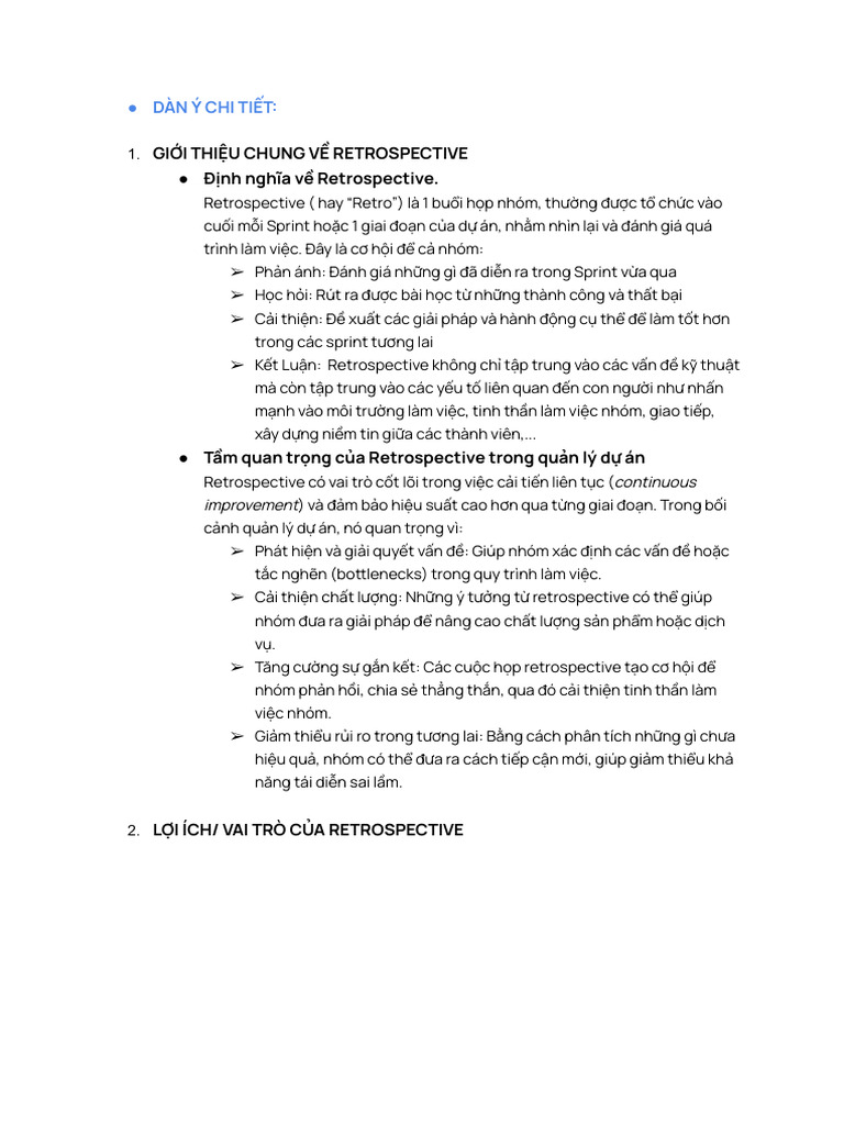 Dàn Ý Seminar Retrospective | PDF