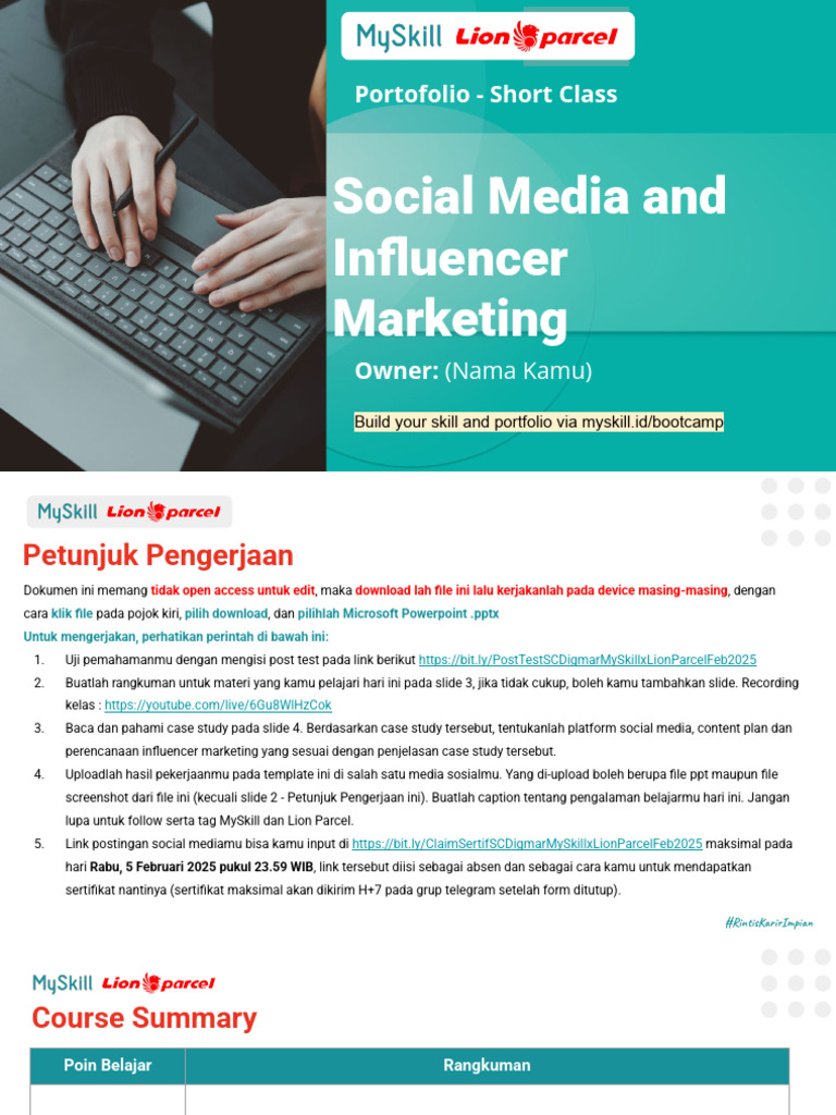 Mini Task SC MySkill X Lion Parcel - Social Media & Influencer Marketing | PDF