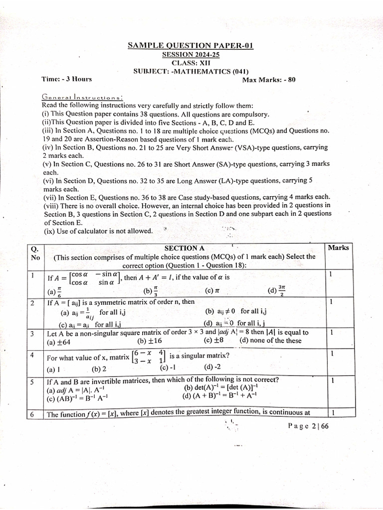 Maths Sample Ppr. | PDF