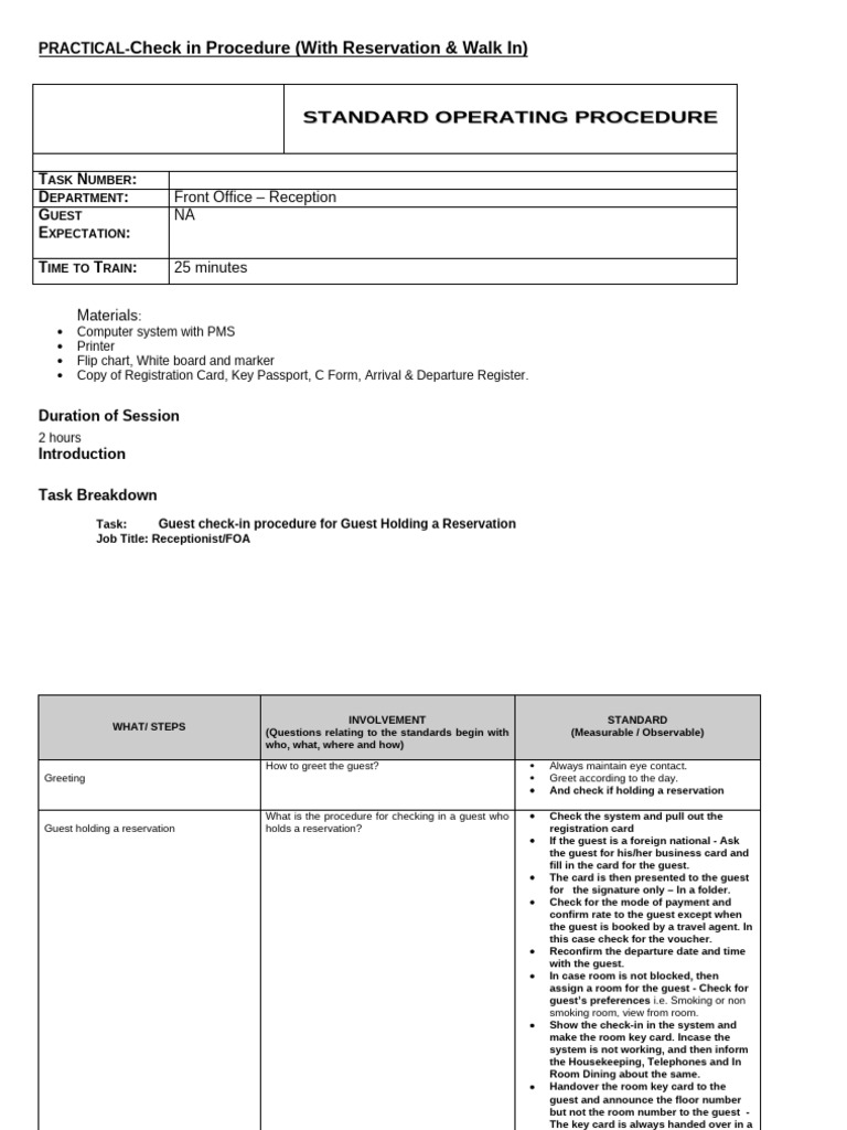 Practical - 1 Sop - Check-In Process | PDF | Baggage