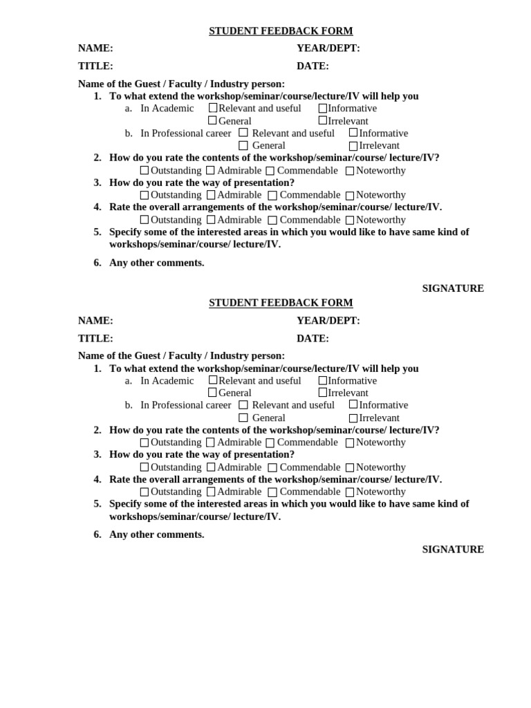 STUDENTS FEED BACK FORM | PDF