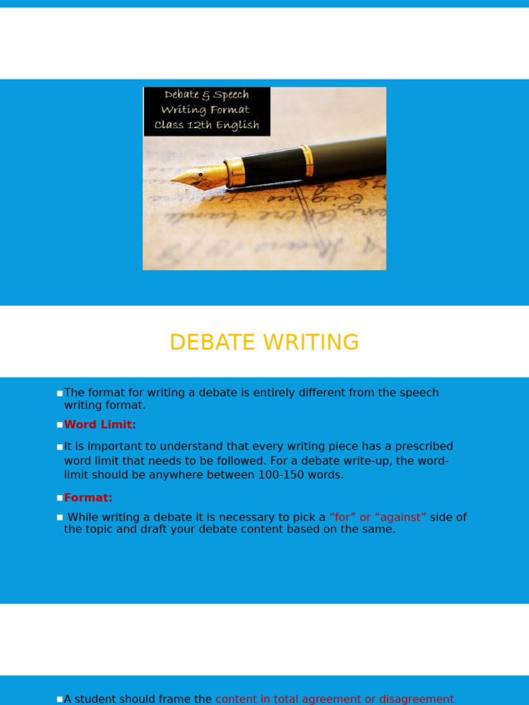 Debate and Speech Writing | PDF | Cognition | Human Communication
