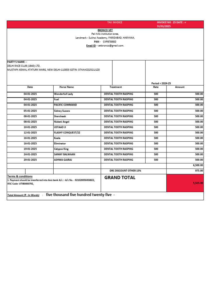 Bronco - Vet - Invoice - Dental - Jan | PDF