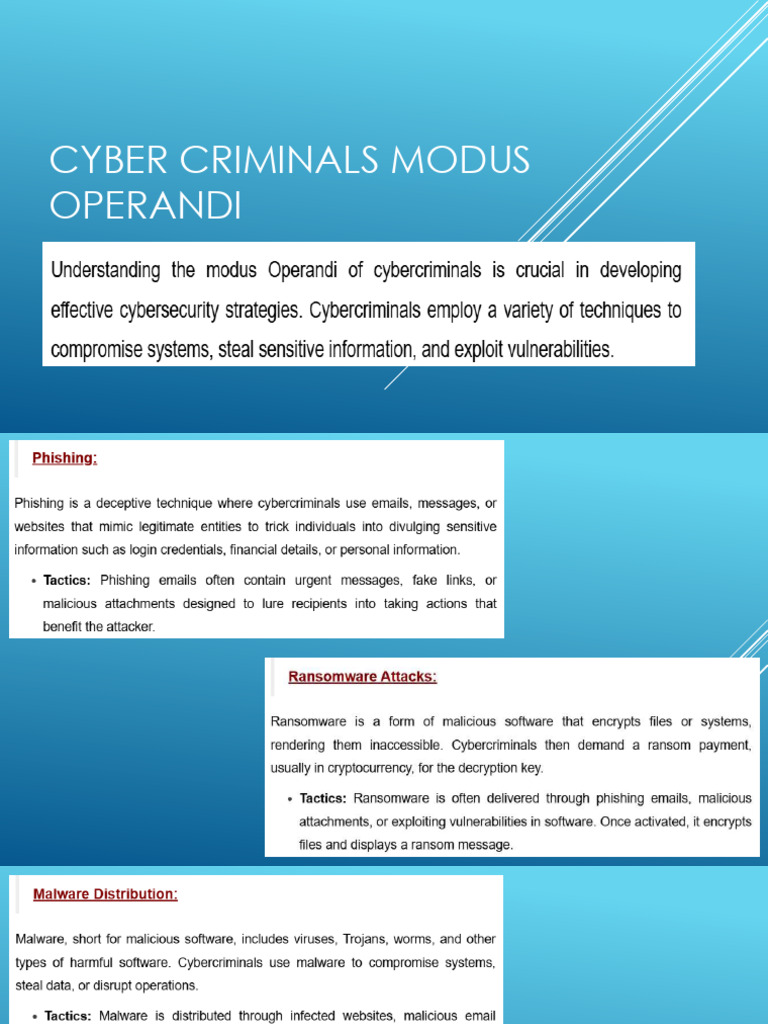 Cyber Criminals Modus Operandi | PDF