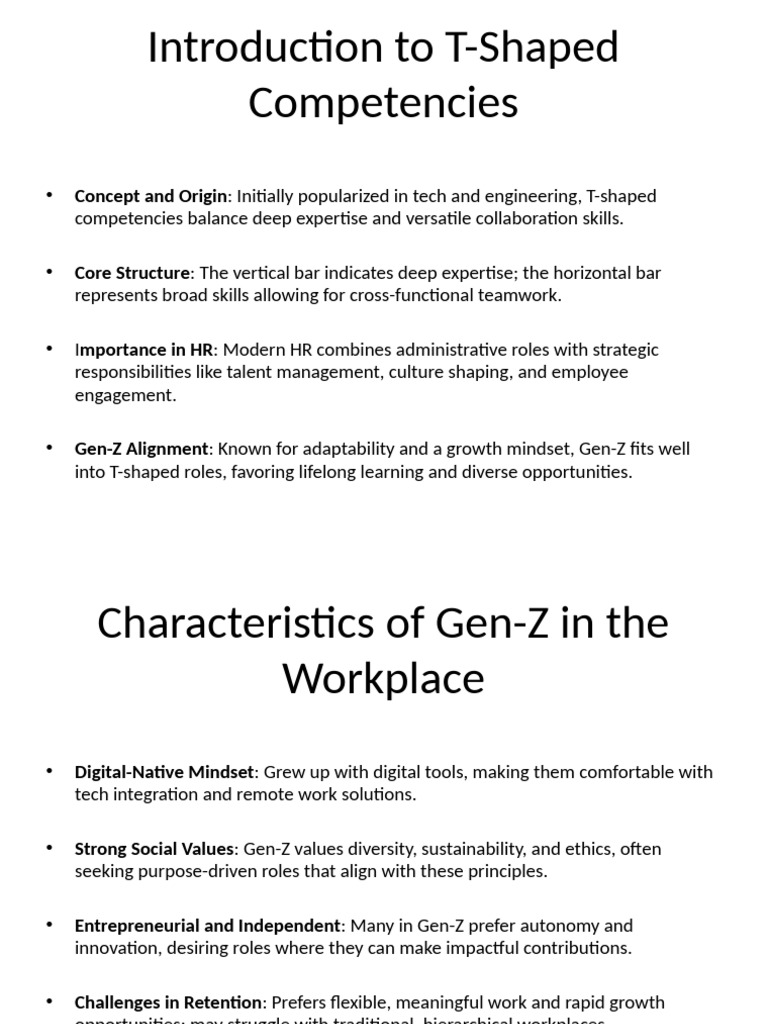 T-Shaped Competencies for Gen Z in HR | PDF | Employee Retention ...