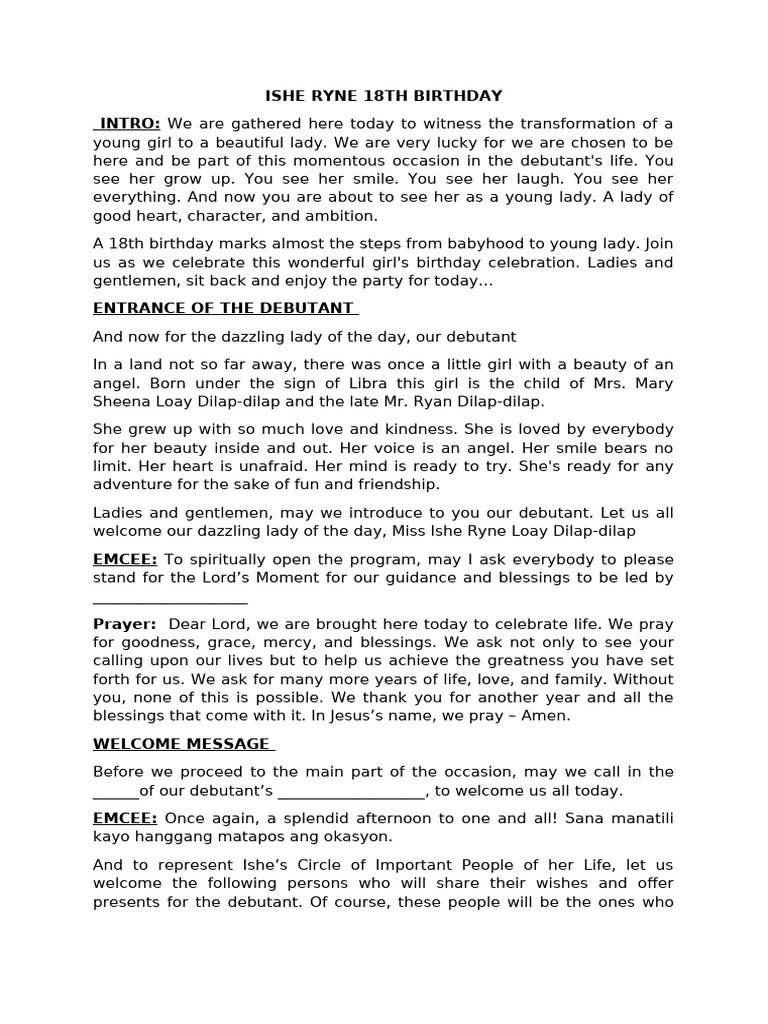 7th birthday script | PDF