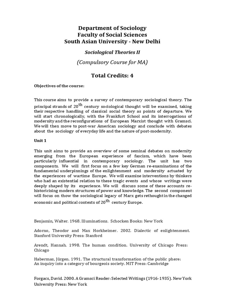 Contemporary Sociological Theories Course | PDF | Sociology | Liberal ...