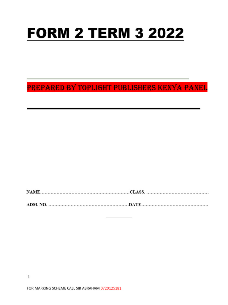 Form 2 Term 3 2022 Final | PDF | Chemical Compounds | Sulfate