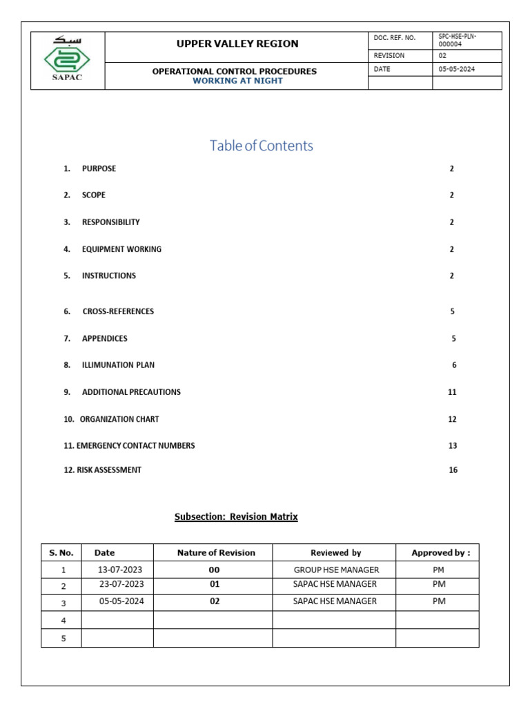 Night Work Safety Procedures Guide | PDF | Lighting | Driving
