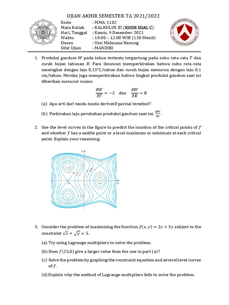 2021 - 2022 Uas Kal 3C | PDF | Probability Density Function | Mathematics