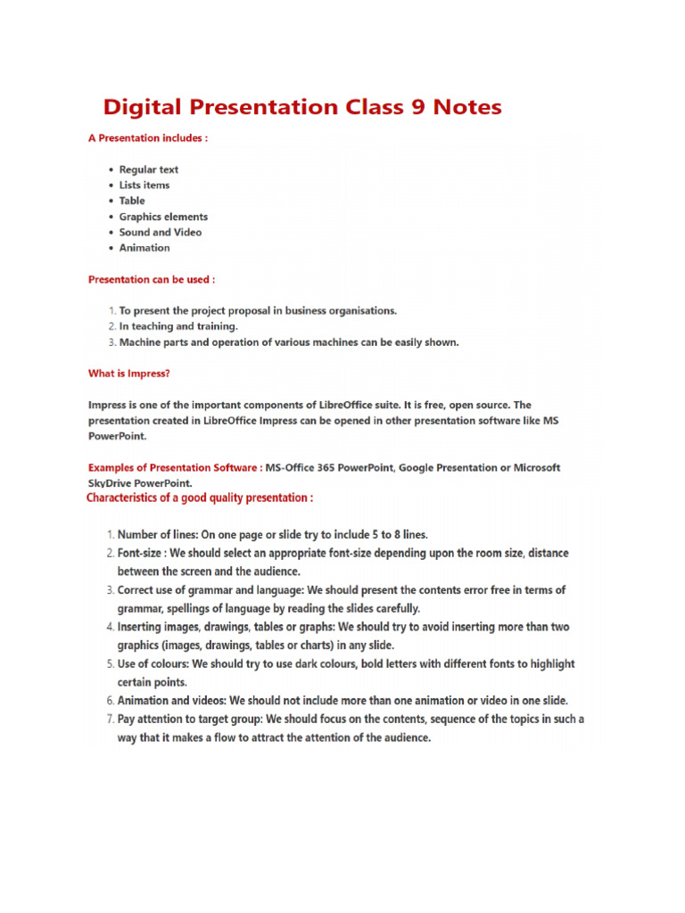 Digital Presentation Study Material | PDF