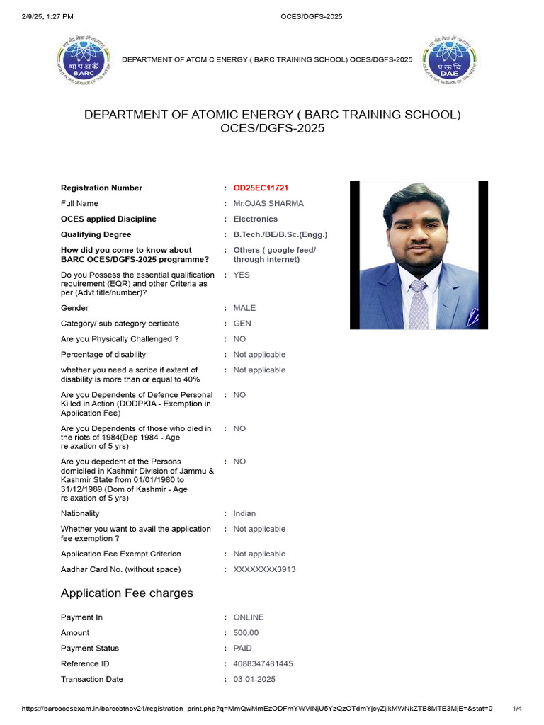 Barc Oces DGFS-2025 | PDF