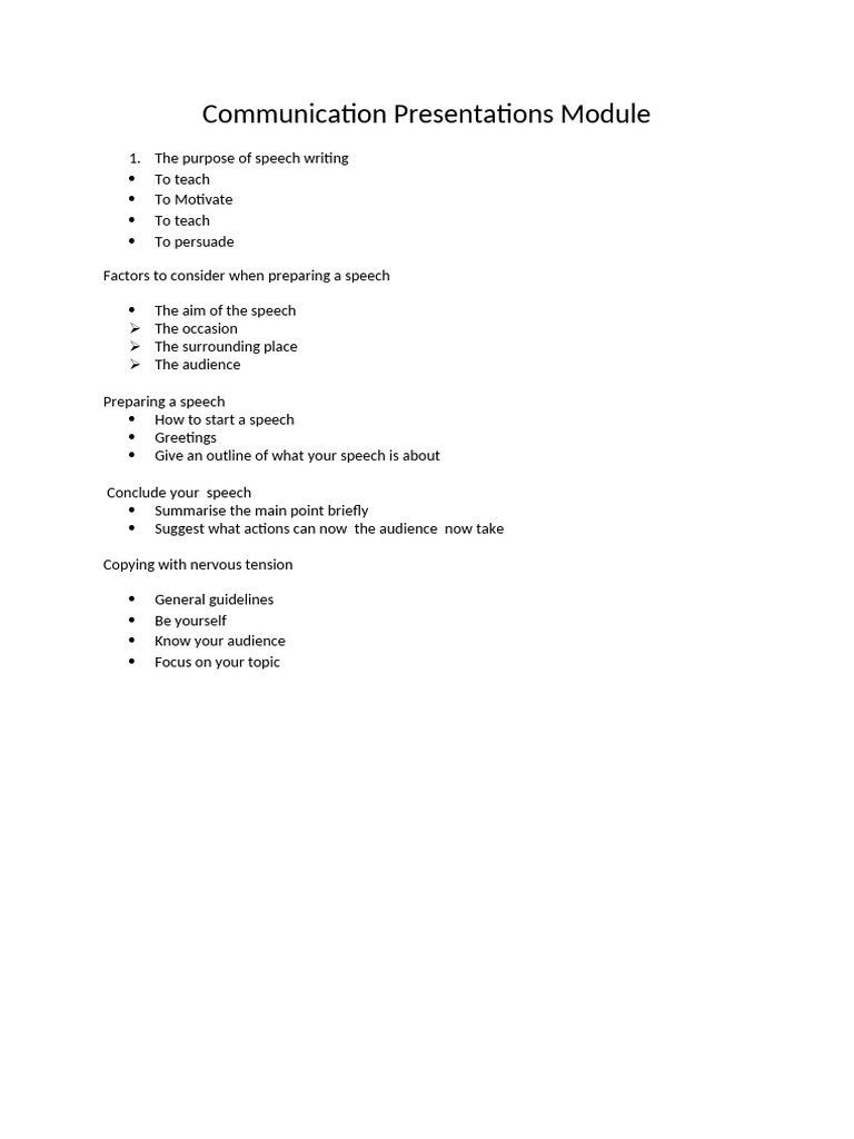 Speech Writing & Presentation Guide | PDF