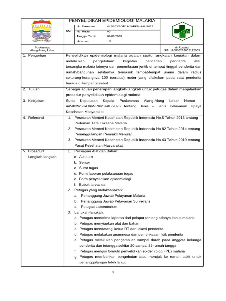 SOP PE MALARIA | PDF