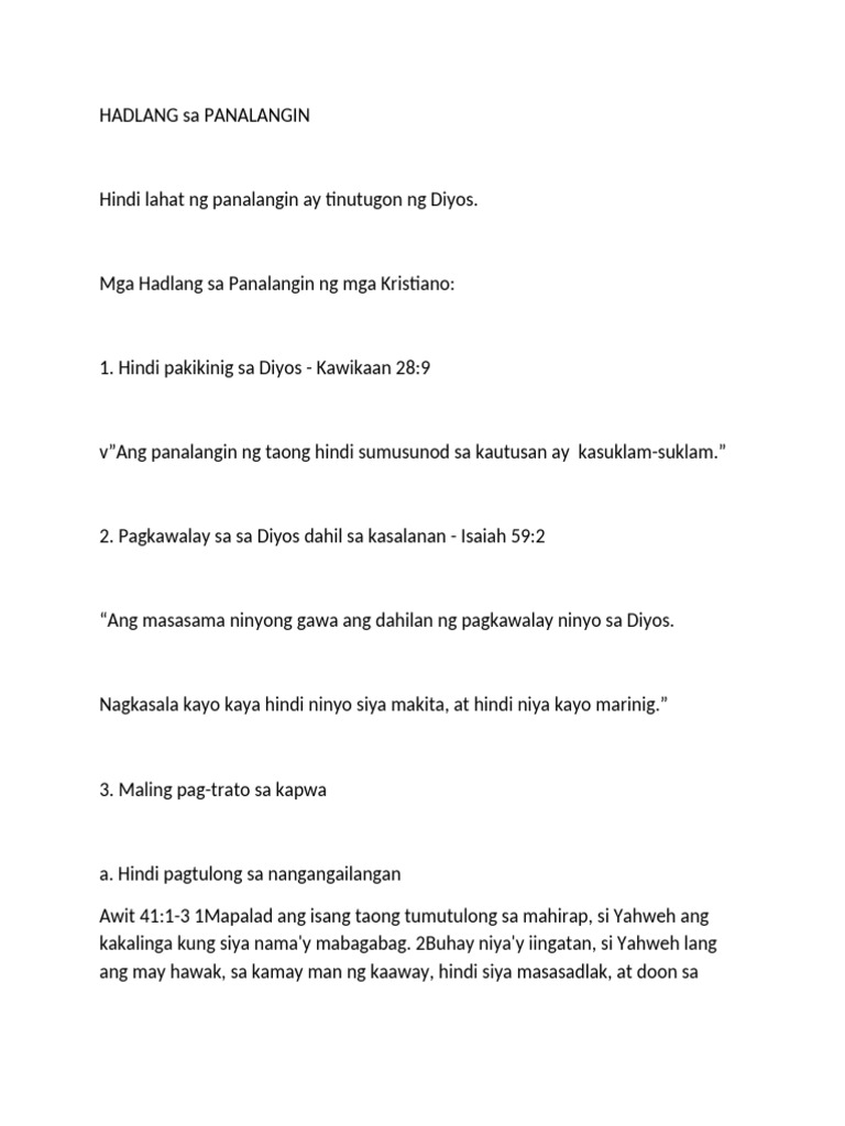 HADLANG Sa PANALANGIN | PDF