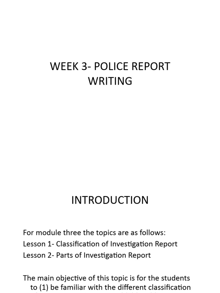 Week 3-Police Report Writing | PDF