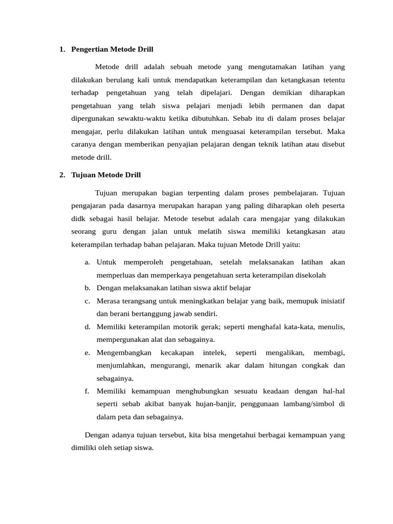 Metode Latihan (Drill) | PDF