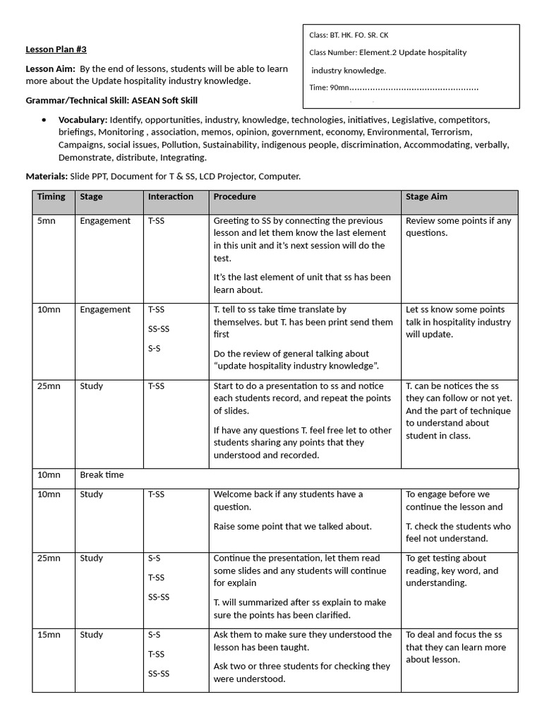 Ele2 Update Hospitality Industry Knowledge | PDF | Learning | Human ...