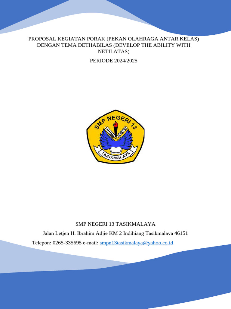 Proposal Kegiatan PORAK SMPN 13 Tasikmalaya | PDF