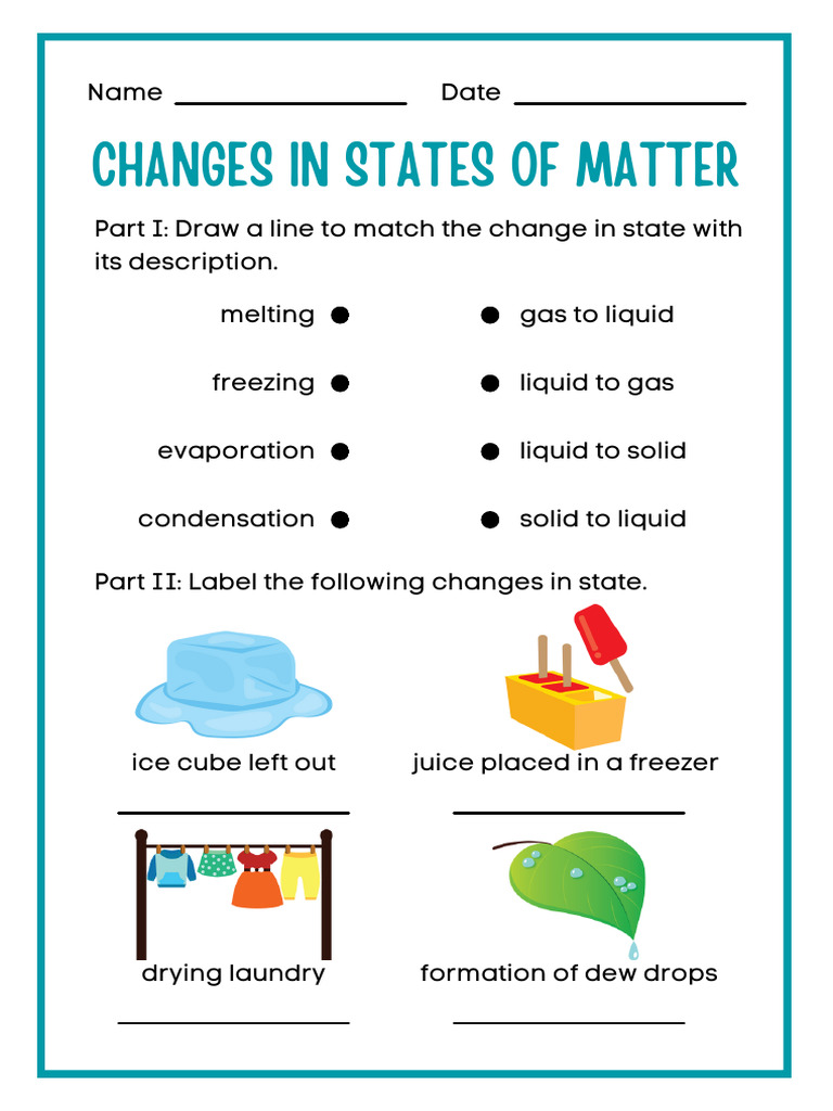 Changes in Matter Worksheet | PDF