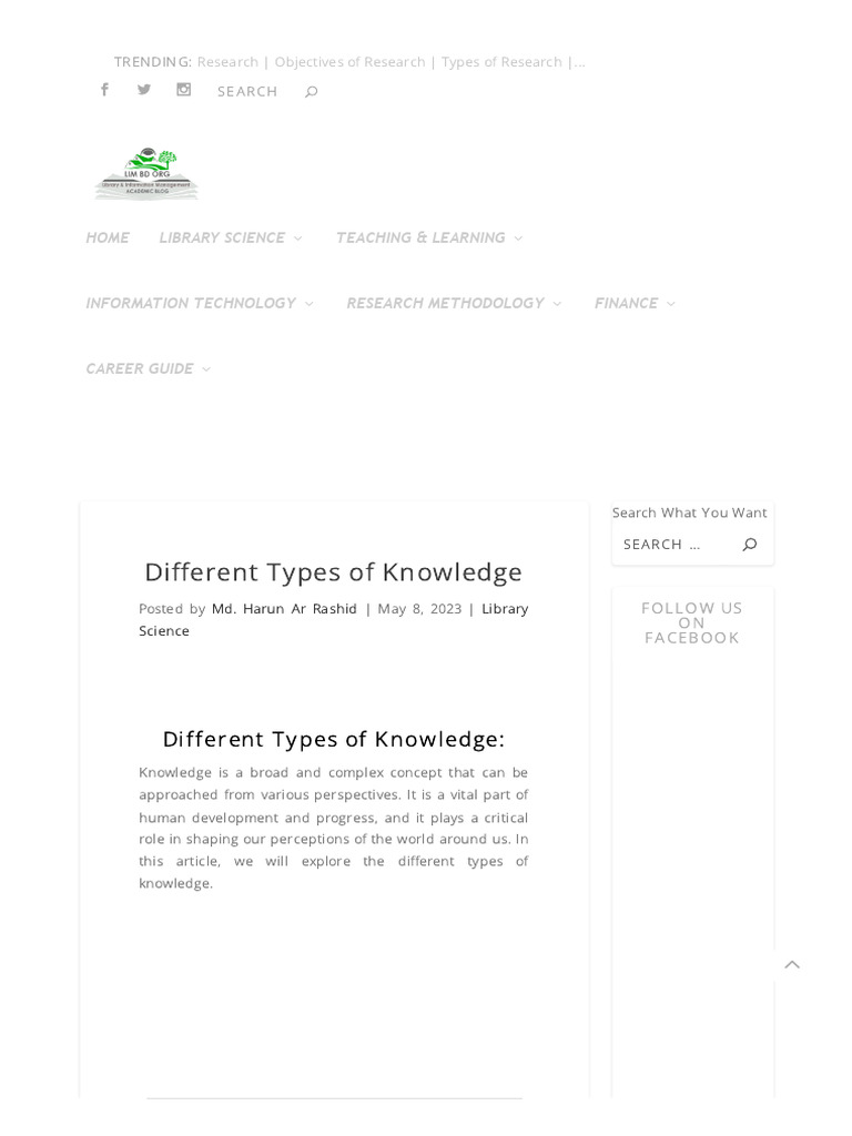 Types of Knowledge in Management | PDF | Tacit Knowledge | Knowledge