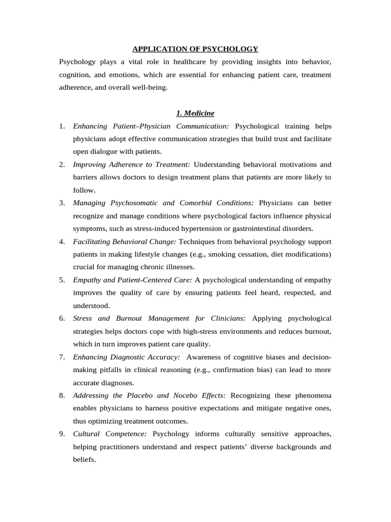 Application of Psychology-1 | PDF | Psychology | Psychotherapy
