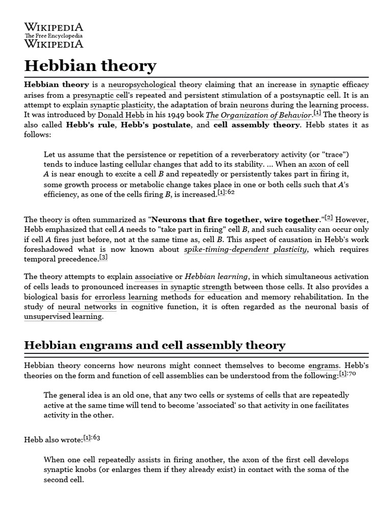 Hebbian Theory and Neural Learning | PDF | Cognitive Science ...