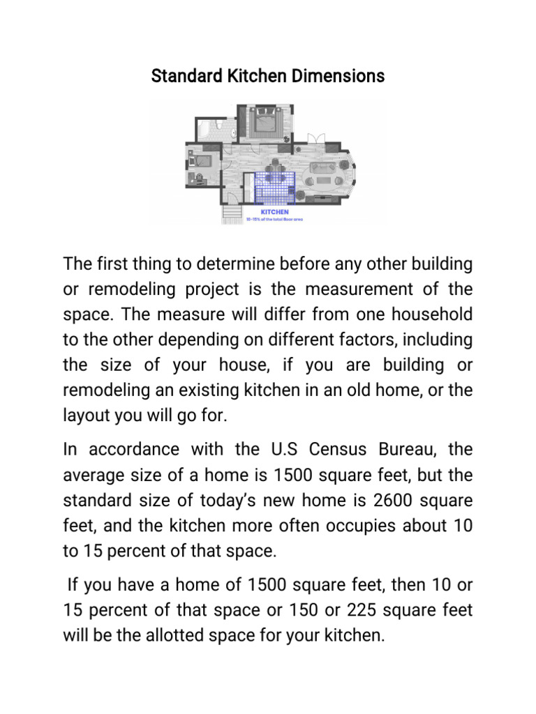 Standard Kitchen Size Guidelines | PDF