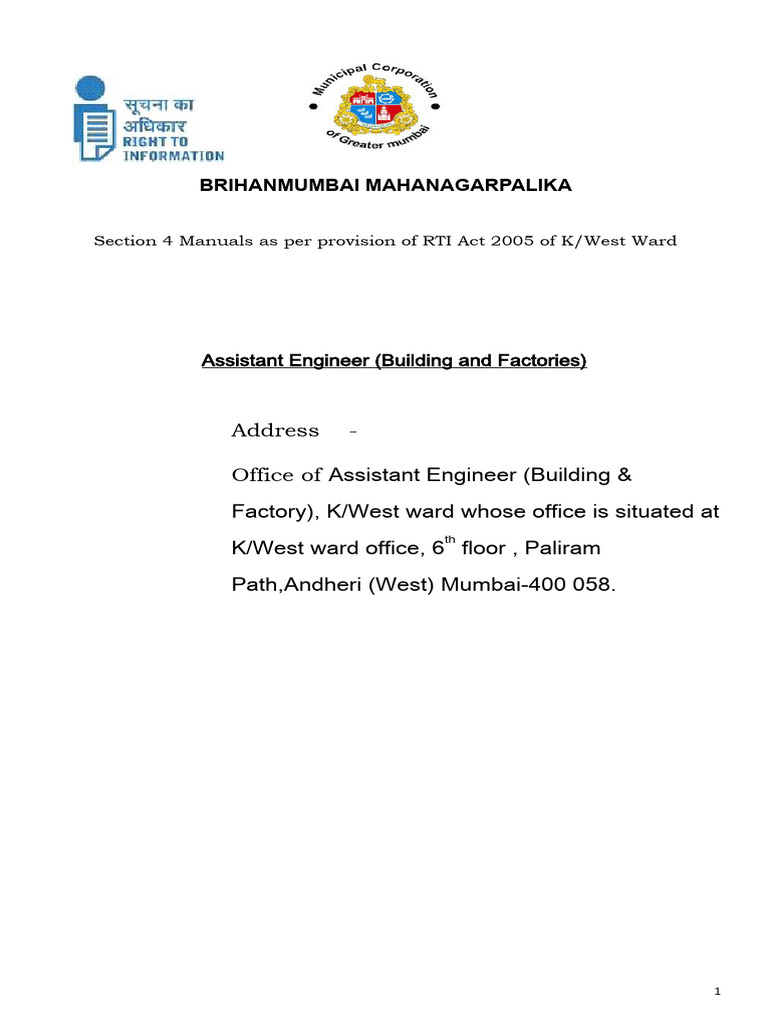 Manual for Assistant Engineer (Building and Factories) | PDF