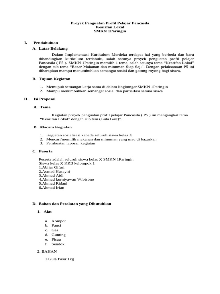 Proposal Gula Gait | PDF