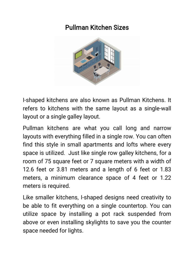 Pullman Kitchen Design and Layout Guide | PDF
