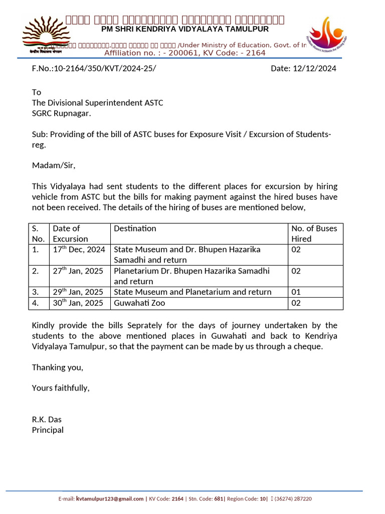 Letter To The Divisional Superintendent ASTC | PDF