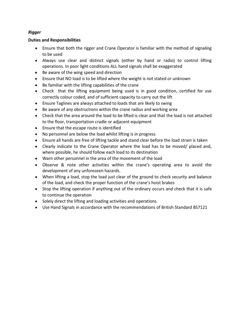 61779131 Rigger Duties Responsibilities | PDF