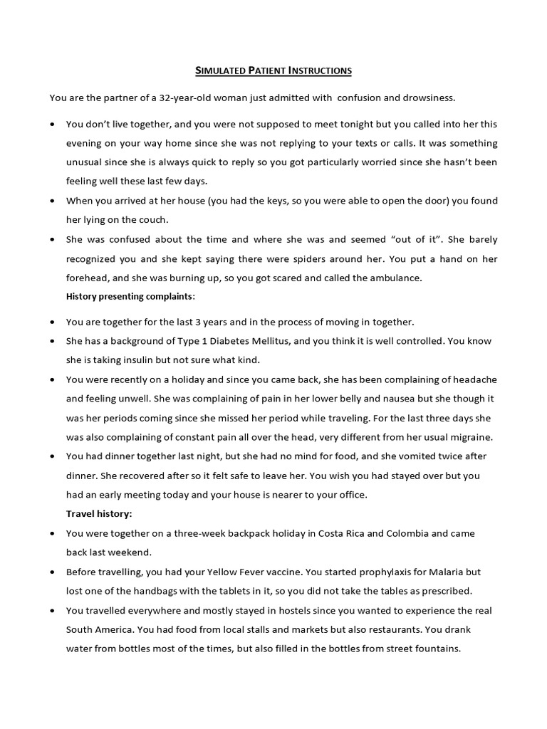 Simulated Patient Partner Brief | PDF | Diseases And Disorders