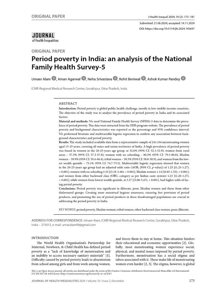 Period Poverty in India: NFHS-5 Analysis | PDF | Confidence Interval ...