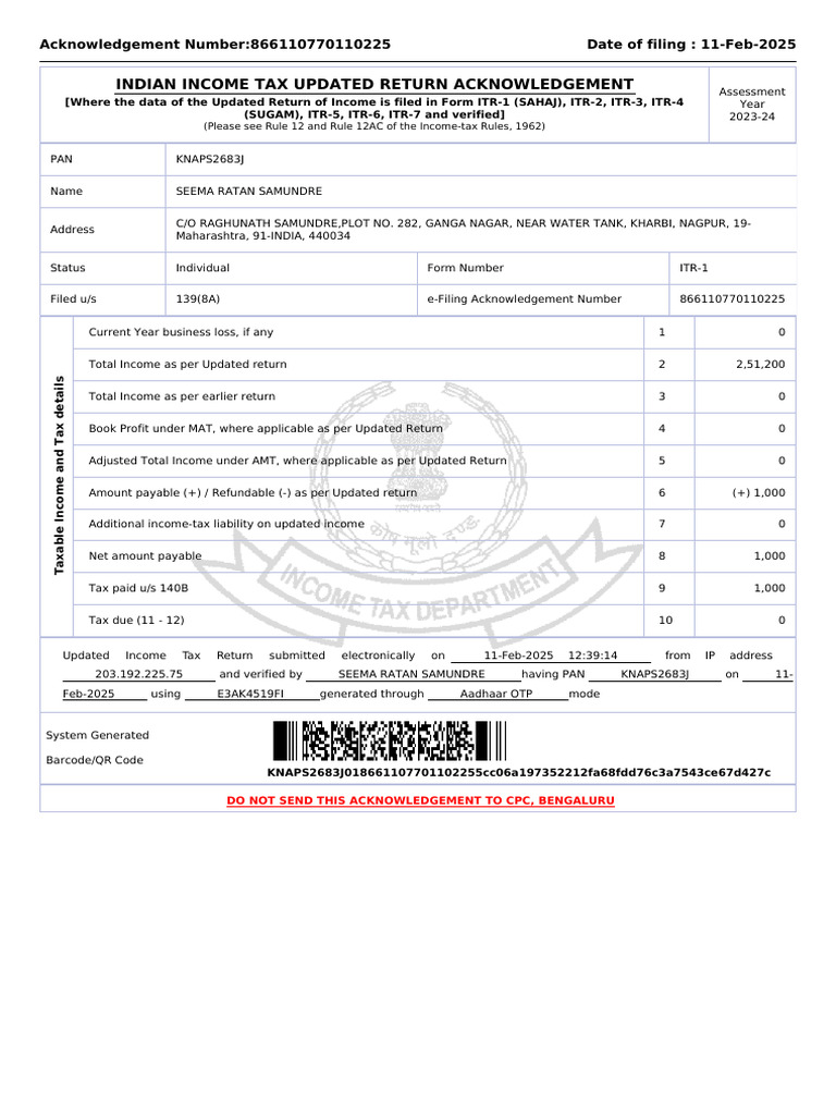 2023-24 ITR | PDF | Income Tax | Income