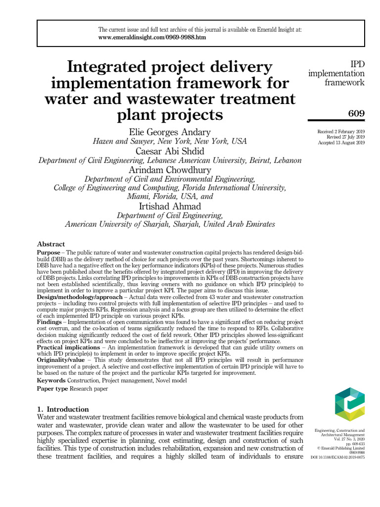 Integrated Project Delivery Implementation Framework For Water and ...