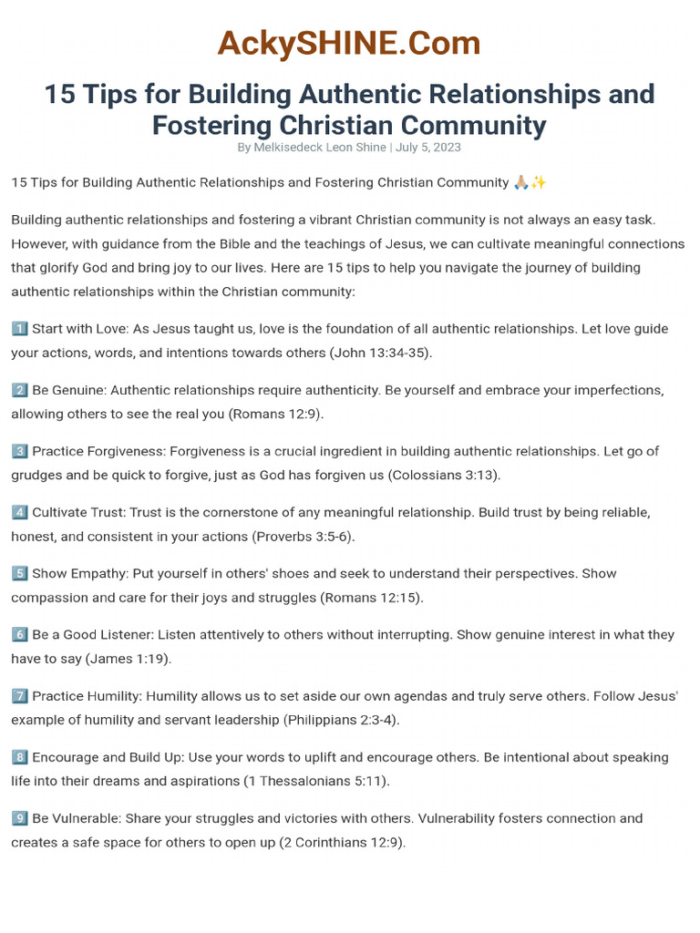 15 Tips For Building Authentic Relationships and Fostering Christian ...