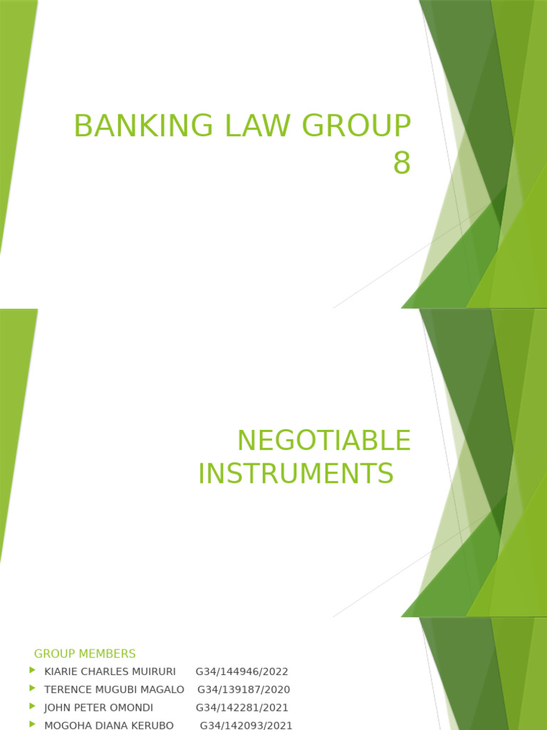 Presentation Banking Law | PDF | Cheque | Negotiable Instrument
