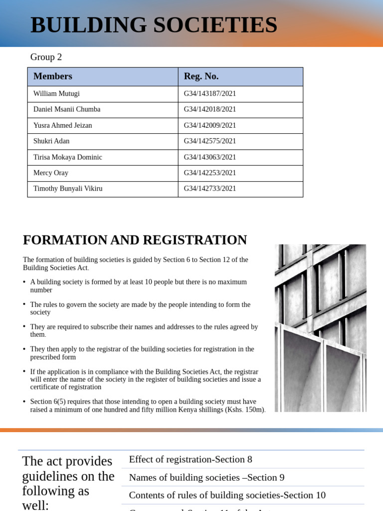 Building Societies - Group 2 Presentation | PDF | Liquidation | Private Law