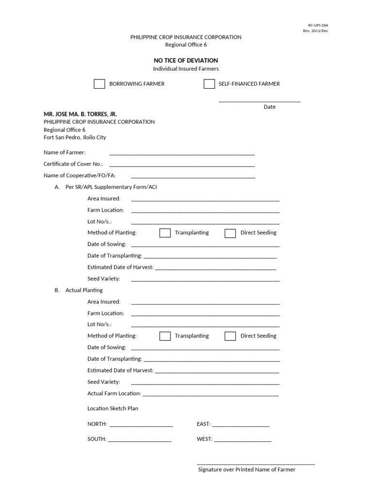Notice of Planting Deviation | PDF | Crops | Food Industry